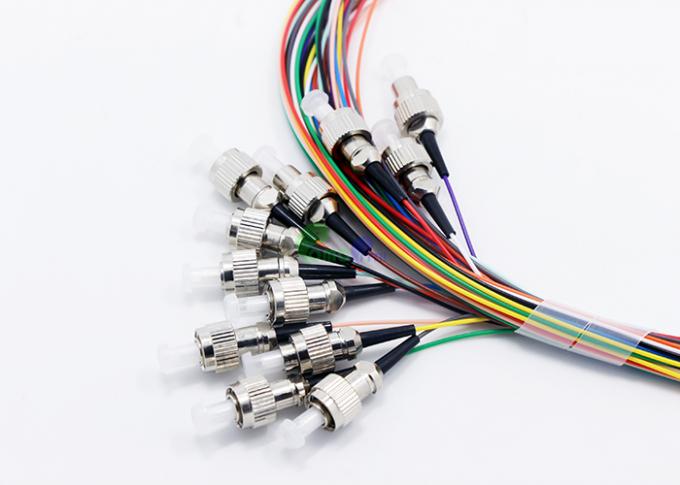 12 Colors 12F FC UPC Fiber Optic Pigtail SM 9 / 125 G657A1 900um 2m ...