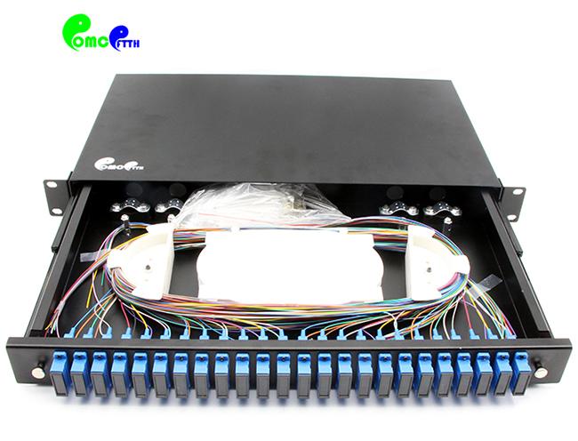 19" 1U 24 Ports 48 Fibers Rack Mount ODF Sliding Rail Optical ...