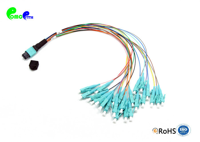 MPO Trunk Cable OM3 24F MPO Male to LC UPC Fanout 0.9mm 50 / 125μm 0.3m ...