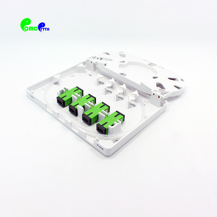 IP45 4 Port FTTH Products Face Plate Fiber Indoor Wall Outlet Box