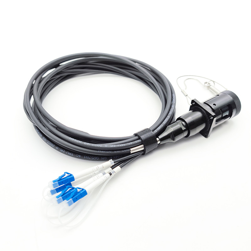 Armored Military Tactical Fiber Optic Cable TPU Tactic Connector To LC ...