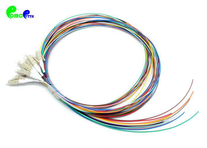 12 Colors 12F LC PC Fibre Optic Pigtail 0.9mm OM2 50 / 125μm 1.5m 900μm ...
